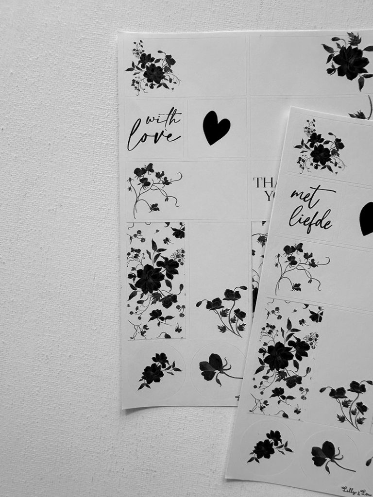 Sticker sheet shapes – Lilly & Lou classic black & white stationery